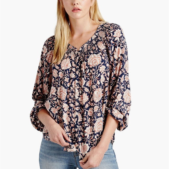 Lucky Brand | Tops | Lucky Brand Jemma Floral Peasant Blouse Size M ...